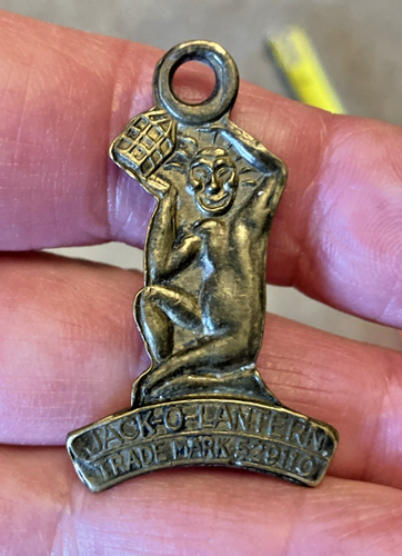 Vintage "Jack O Lantern" Cornish Pixie Brass Pendant/Key Chain Charm ...