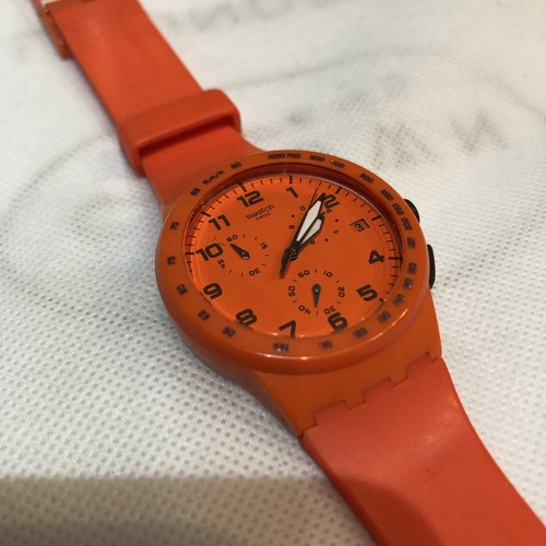 Swatch Watch Orange Plastic Chronograph Wild Orange SUS0400 Swiss Strap ...