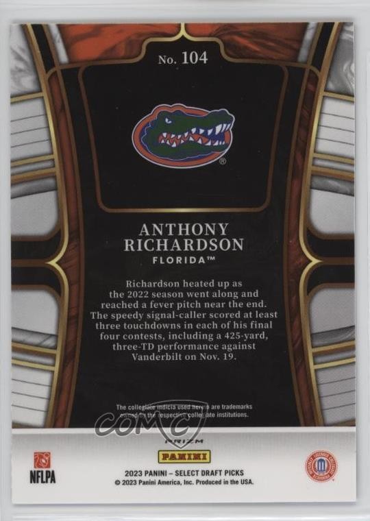 2023 Panini Select Draft Picks White Lazer Prizm Anthony Richardson ...