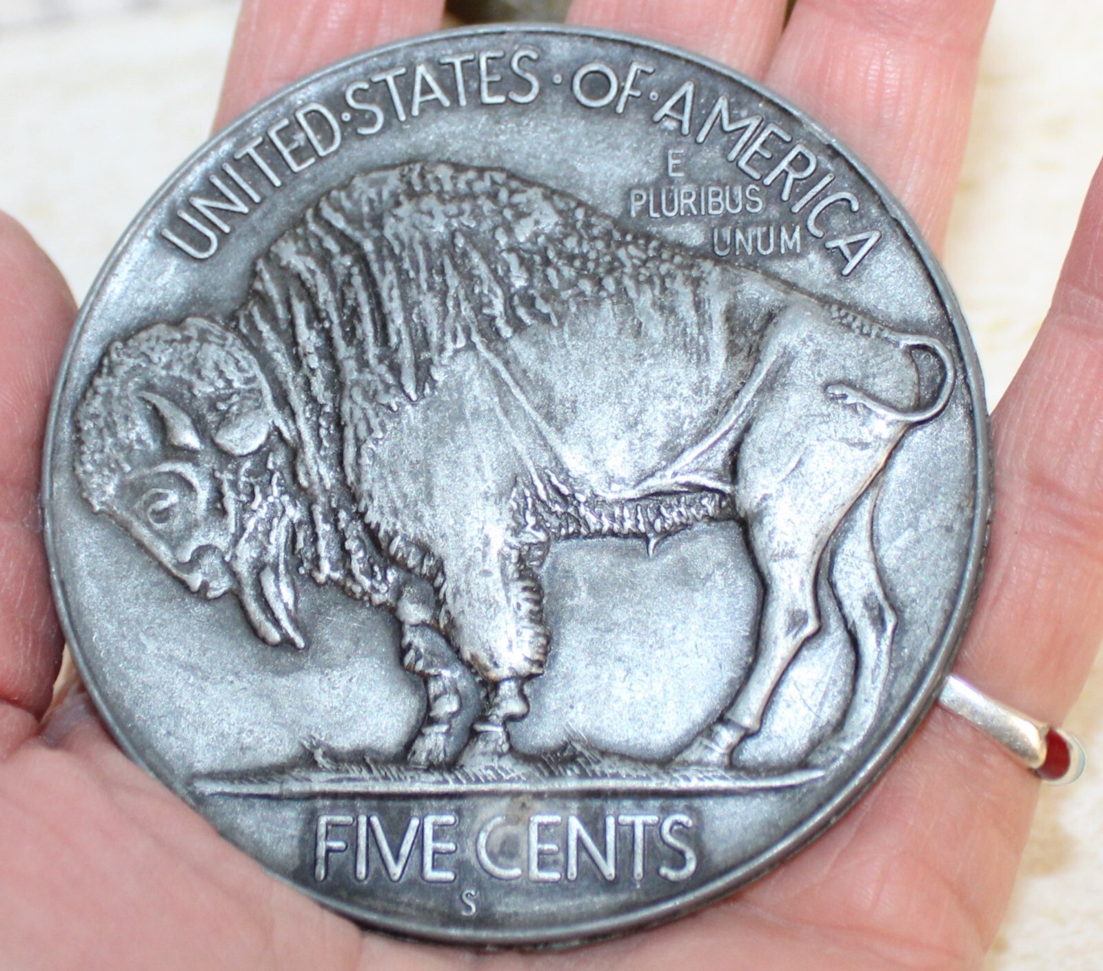Vintage 3" Liberty 1913 Nickel Coin Replica Toy Novelty Paperweight ...