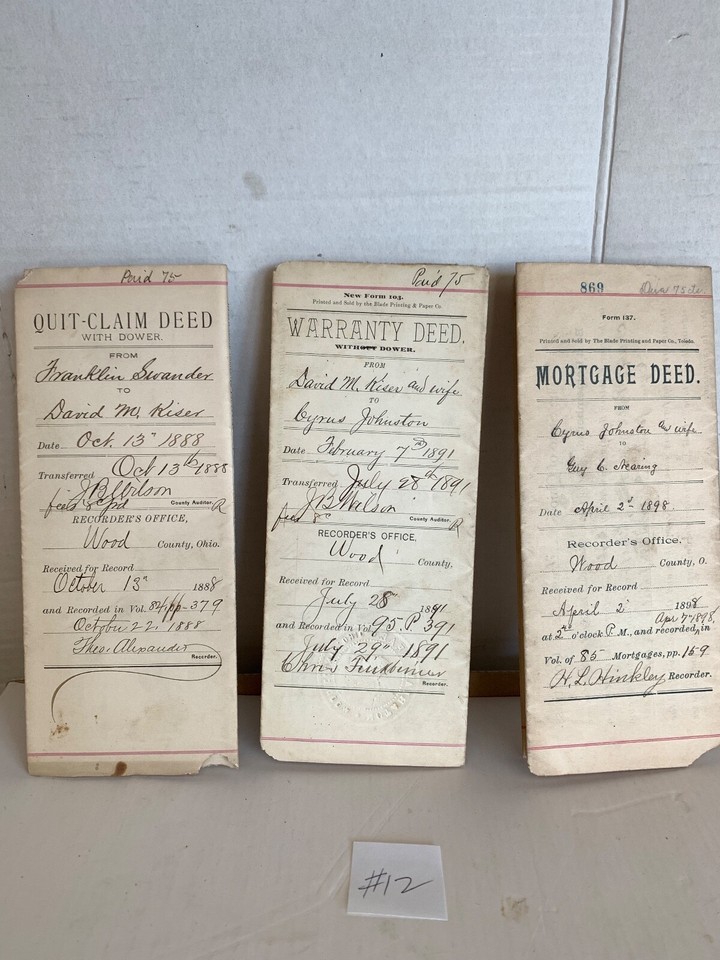 HANDWRITTEN Antique LAND DEEDS 1888 RAISED SEALS Victorian VTG Ephemera ...