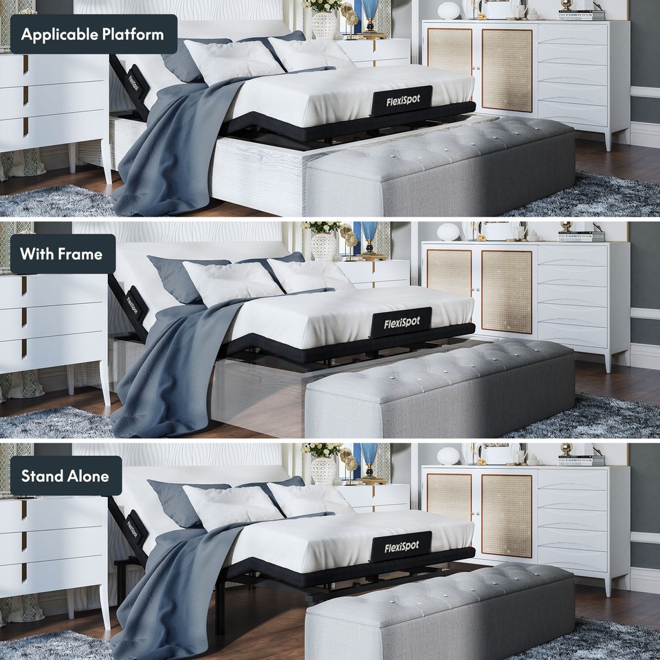 FLEXISPOT Massage Zero Clearance Adjustable Bed Frame Base with ...