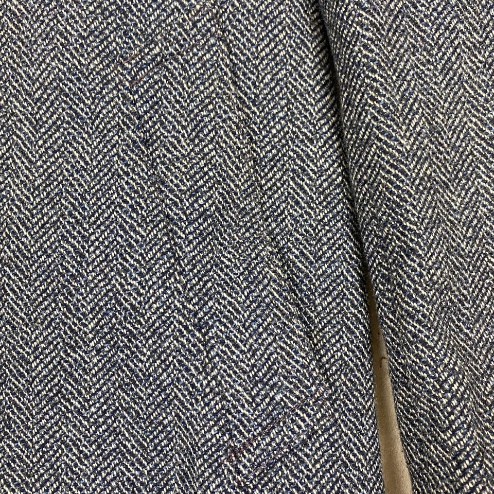 VINTAGE Tweed Wool Overcoat S 38R Grey Herringbone Crombie Coat Trench ...