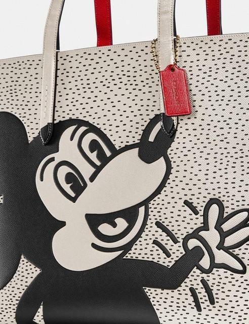 Coach Disney Mickey Mouse X Keith Haring Leather Highline Tote Chalk ...