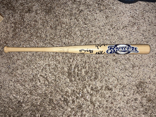Rickie Weeks JJ Hardy Geoff Jenkins Autograph Mini Bat 03 Milwaukee ...