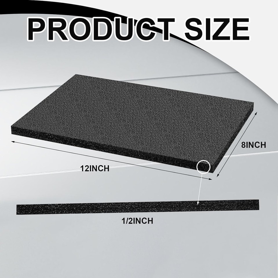 12Pcs 12"x 8"x0.5"Polyethylene Foam Sheet Thick Firm Black Foam Padding ...