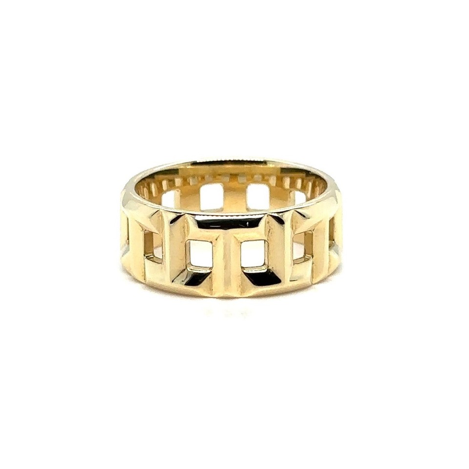 Tiffany & Co 18K Yellow Gold T True 8MM Wide Ring Band Size 7.00 Retail ...