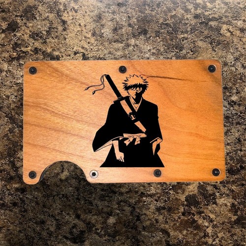 Wood Wallet Minimalist Laser Engraved with Bleach anime | eBay