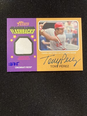 2024 Topps Heritage TONY PEREZ GAME USED RELIC/AUTO RPA FLASHBACK /25 ...