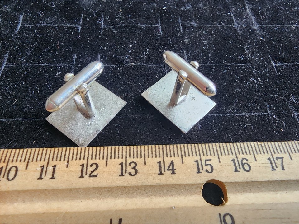 Vintage Swank Cufflink Set Silver Tone Square Square Geometric Side ...