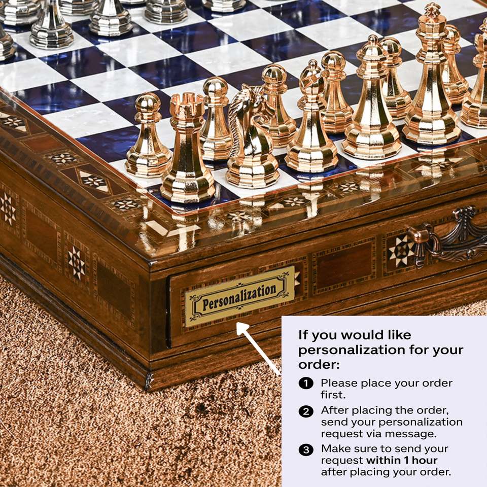 Chess Set Luxury Wooden Chess | Solid Metal Pieces | Handmade ...