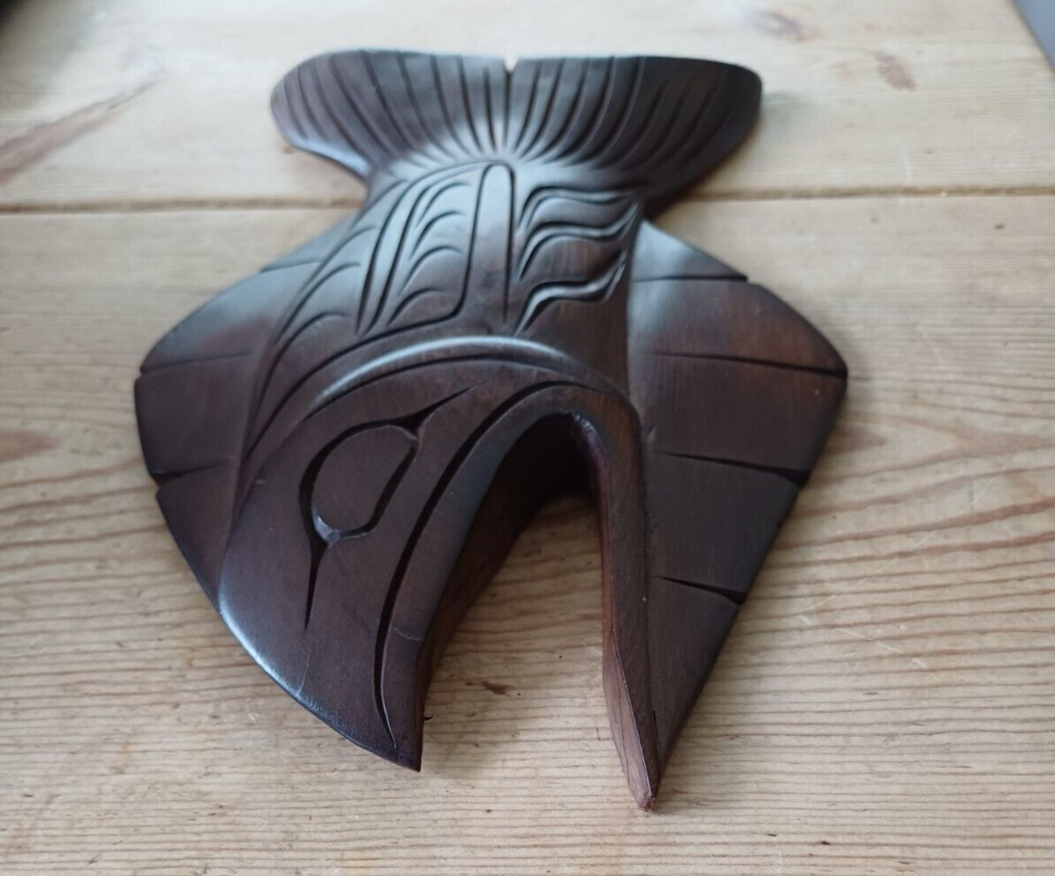 Native American/First Nations carved wooden Halibut by Pete Charlie ...
