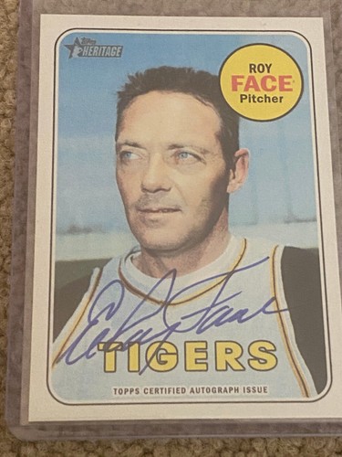 ROY FACE TIGERS AUTO 2018 18 TOPPS HERITAGE REAL ONE BLUE INK ON CARD ...