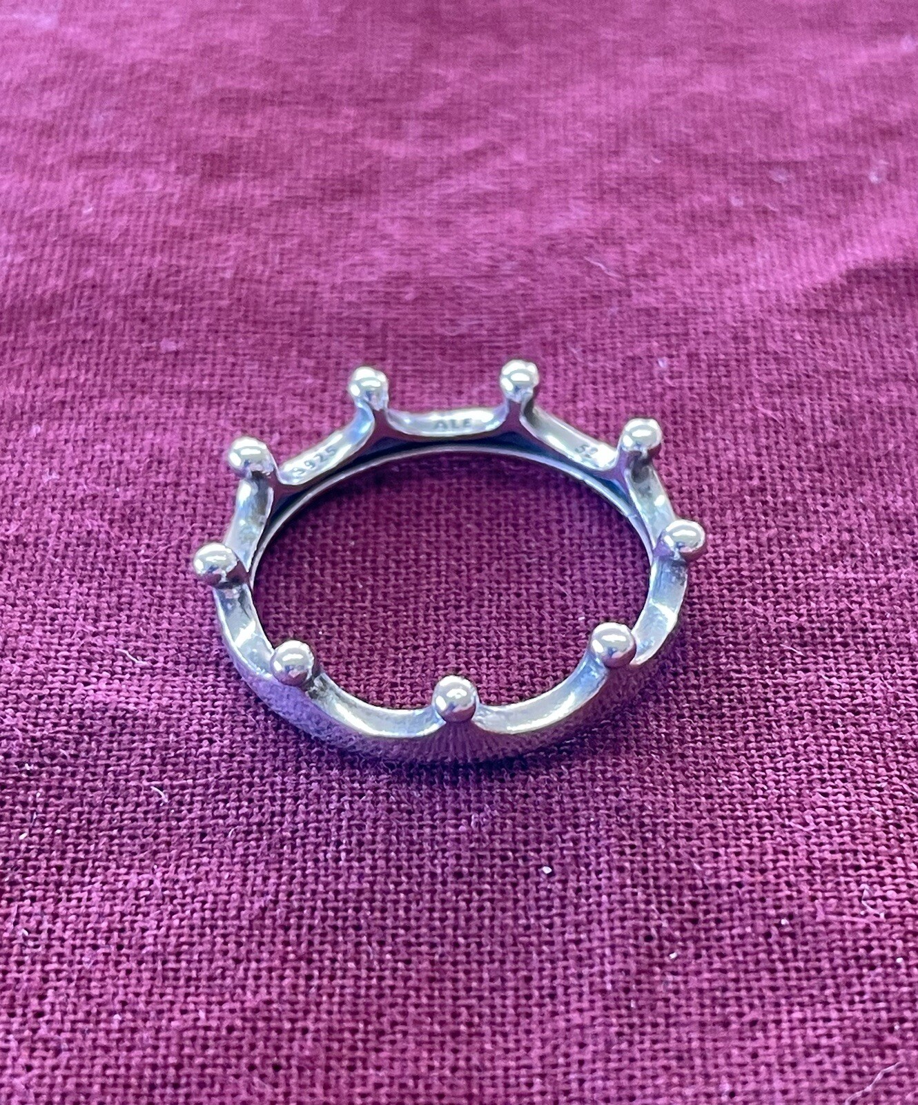 Genuine Pandora Sterling Silver 925 Crown Ring Size 52 - Gem