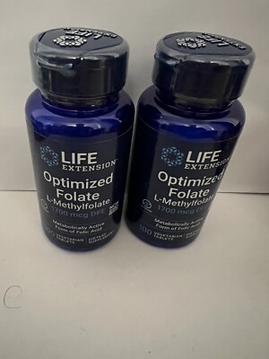 2 Bottles Of Optimized Folate L-Methylfolate 1700mcg - 100 Tabs Exp 11/ ...