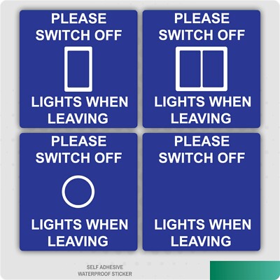 2 x Please Switch Off UK Light Switch Stickers, Living Room Bedroom ...