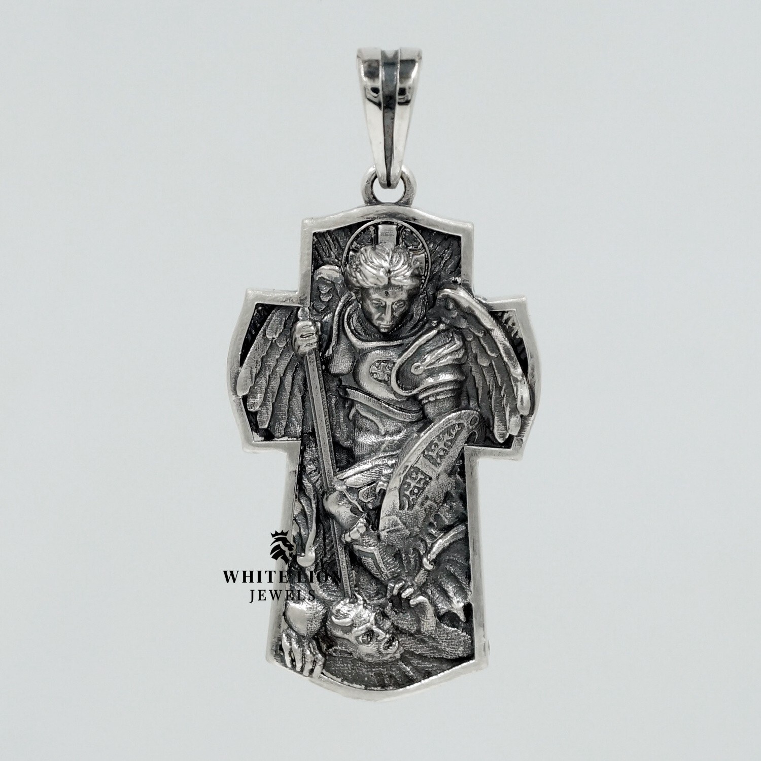 St Michael Archangel Cross God Army Commander Orthodox Shield Pendant ...
