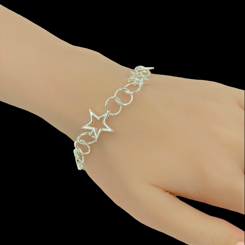 Star Chain Bracelet Sterling Silver 7.25 Inch | eBay