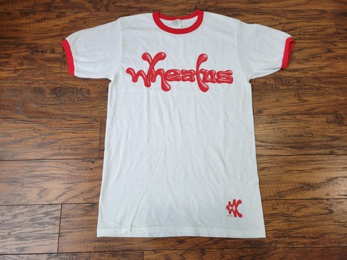 WHEATUS Red Bubble Logo Ringer White Band T-Shirt sz S NWOT Alternative ...
