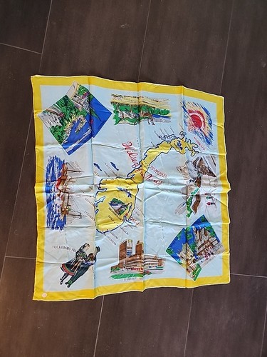 VTG Norwegian Scarf Handkerchief Travel Souvenir Map Fra Norge Norway ...