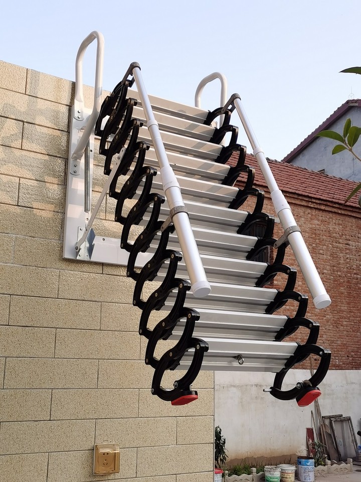 12 Steps Attic Stairs,Wall Mounted Folding Loft Ladder,Retractable ...