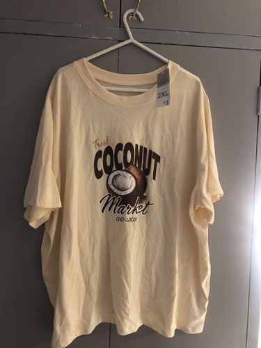 Primark cream coconut slogan t-shirt, new, size 2XL | eBay