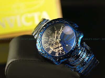 Invicta Men's 50mm Artist SKULL Case Automatic Skeletonized BLUE LABEL ...