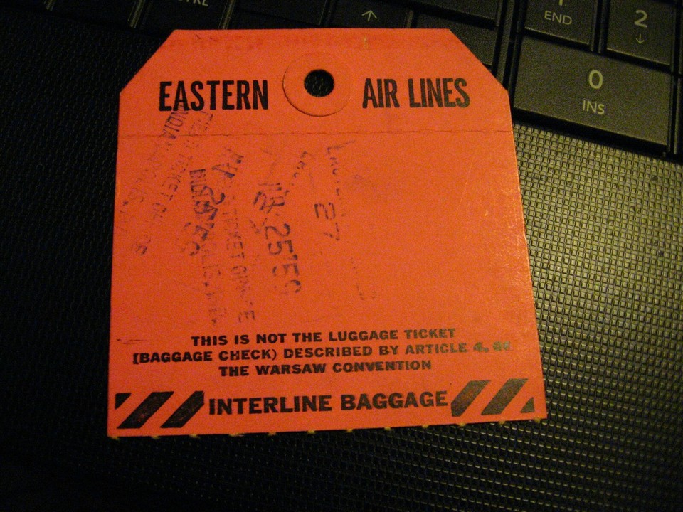 Eastern Air Lines Baggage Tag - Vintage 1959 EAL Interline Pink ...