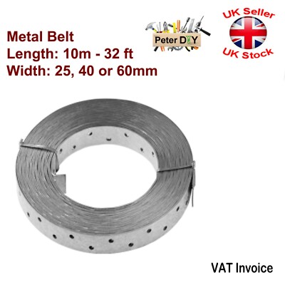Galvanised Perforated Metal Fixings Securing LONG TAPE Band Belt 10m ...