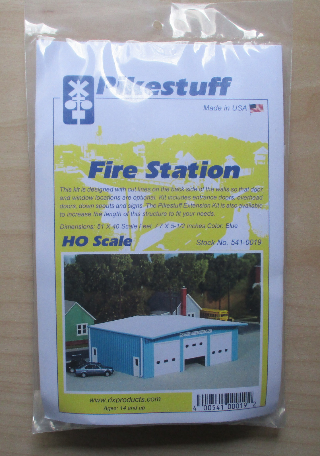 Blue Fire Station Kit HO 1:87 Scale Layout Diorama Building Pikestuff ...