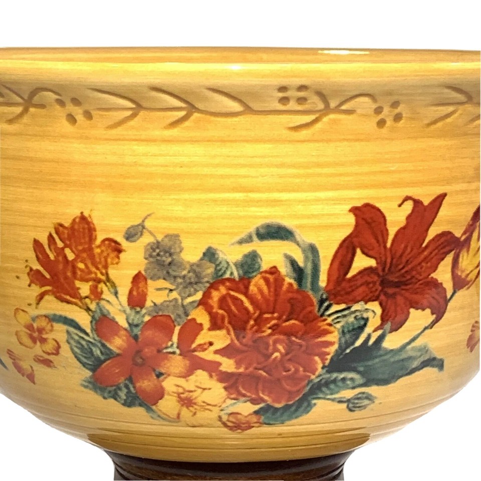 Centerpiece FTD Ceramic Bowl Wood Footed Vase 7” X 5.5” Fall ...