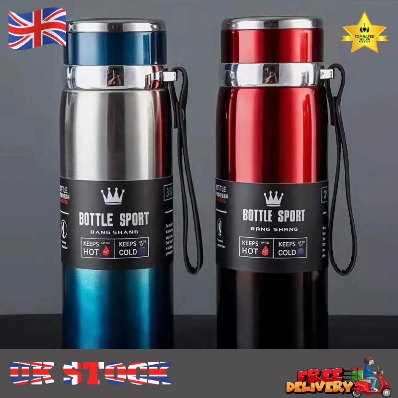 1L Thermal Flask – Stainless Steel Hot/Cold Water Bottle Double Wall ...