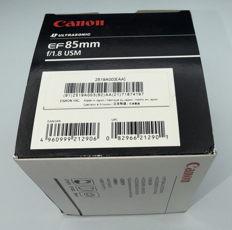 Canon Ultrasonic Telephoto Lens EF 85MM 1:1.8 + Box Excellent Clean | eBay