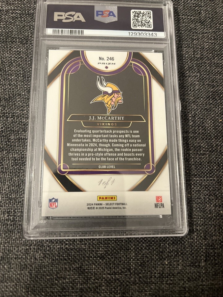 2024 Select JJ McCarthy Black Shock 1/1 ONE OF ONE PSA 10 #246 | eBay