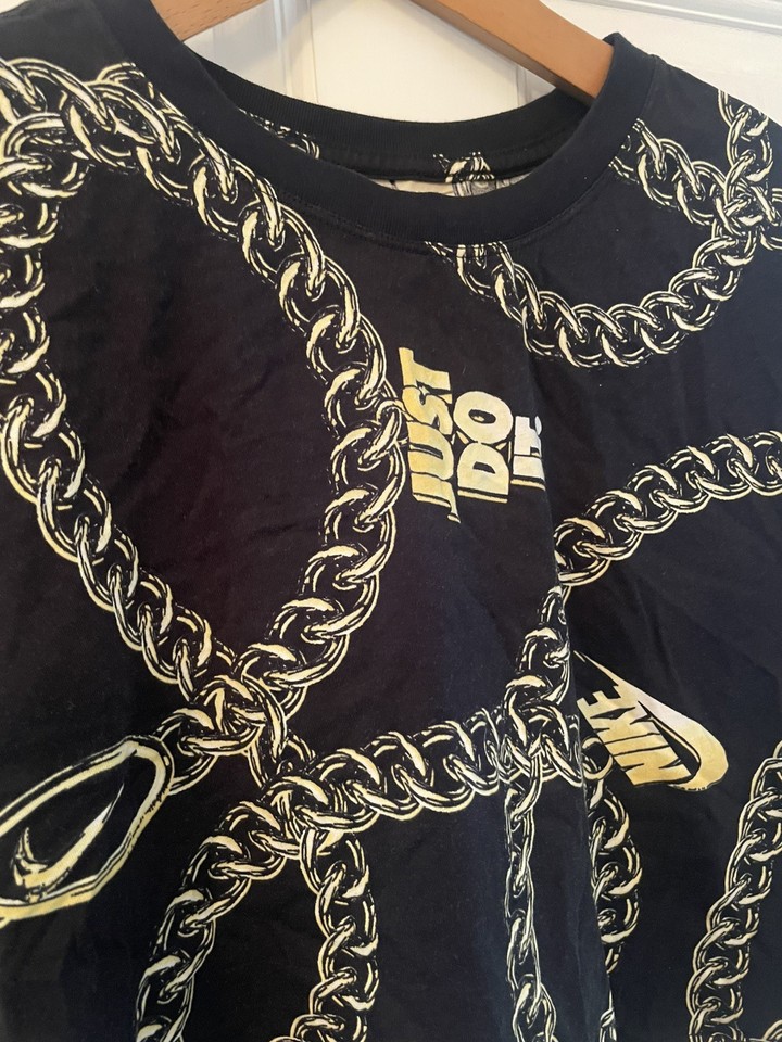 Nike Chain Link Cropped Tee Shirt Black/yellow Size M Gold chain womens ...