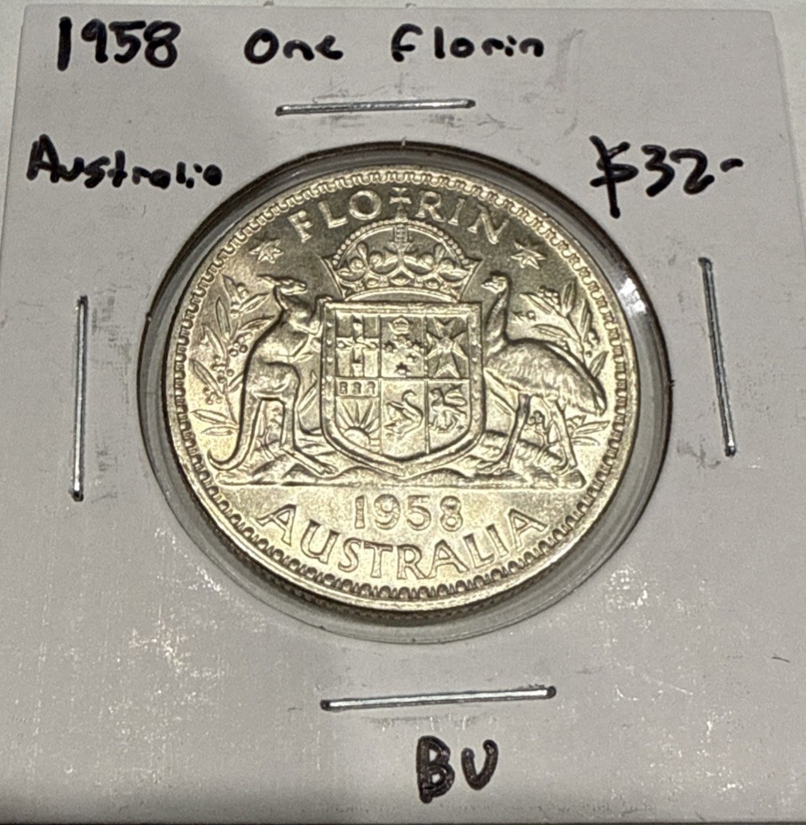 1958 1 Florin Australia Silver 1F Coin Elizabeth II BU Uncirculated | eBay