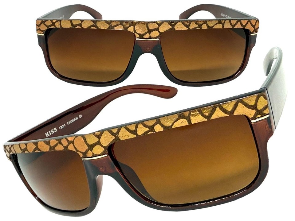 Classic Vintage Retro Hip Hop Rapper Pimp Style SUNGLASSES Brown ...