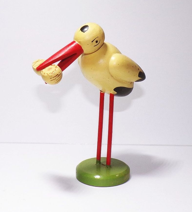 Old Erzgebirge Rattle Stork Figure Stork Baby | eBay