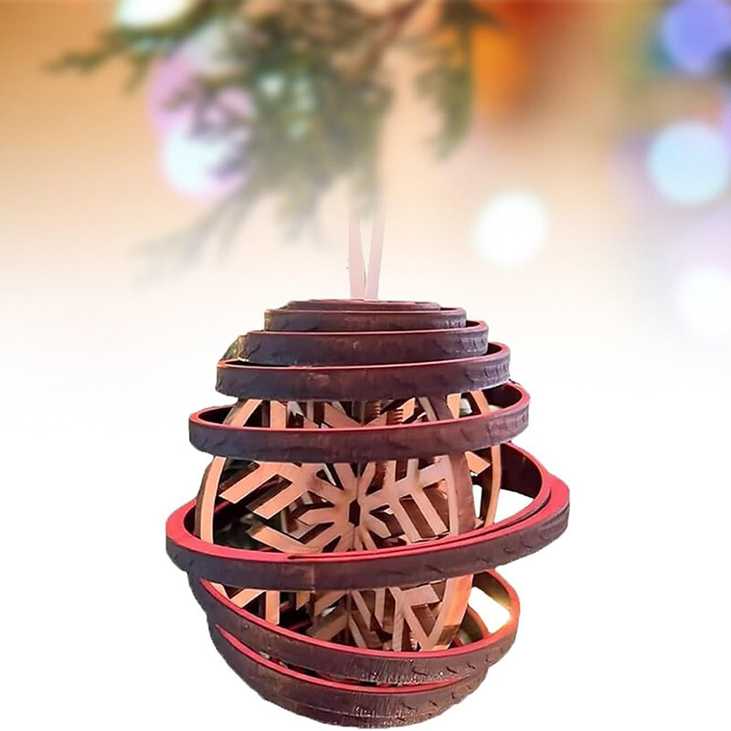 3D Dual Spiral Snowflakes, Wooden Christmas Snowflake Ball Ornament ...
