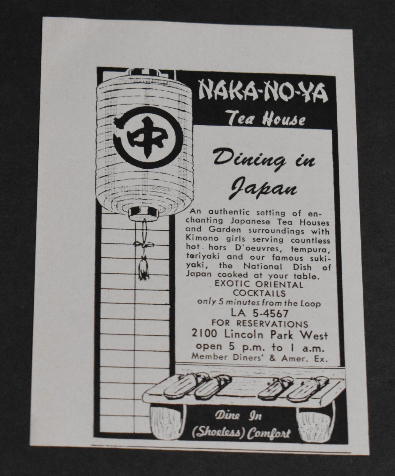 1961 Chicago Naka-No-Ya Tea House Dining in Japan 2100 Lincoln Park ...