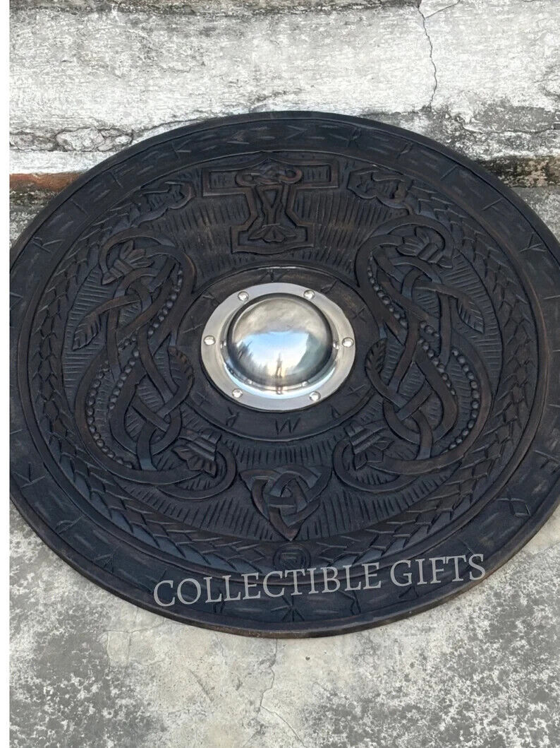 Norse Shield ,Viking Warriors Shield with Carved Round Celtic Ornaments ...