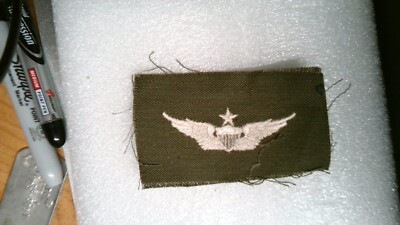 US MILITARY PATCH SEW ON OLDER SENIOR AVIATOR WHITE ON OD GREEN | eBay