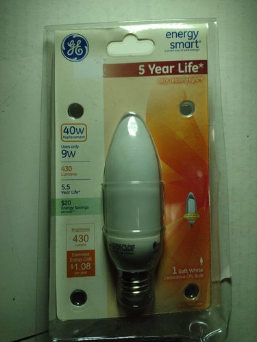 GE 9W = 40W 430-Lumen Decorative Medium Base CFL Bulb, Soft White ...