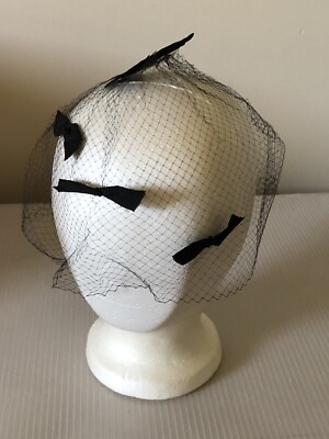 Vtg Women’s 50’s-60’s Blk Mesh Face Veil With Bows | eBay