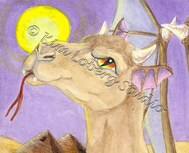 Demon Camel pyramids Kim Loberg Post Card size Art fantasy Wildlife ...