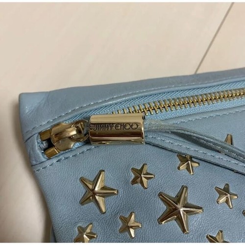 Jimmy Choo Leather Clutch Bag Handbag studs Sky Blue 17.5×28×3cm | eBay