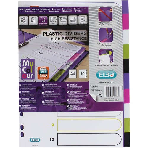 Elba Plastic tab dividers 1 Register für A4 10 pieces 3045050056642| eBay
