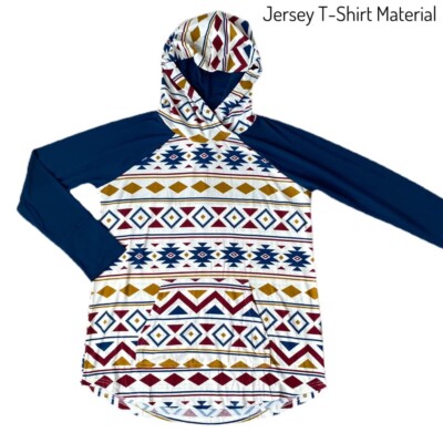 Lularoe Amber Hoodie Jersey Aztec Print T Shirt Material Large Navy ...