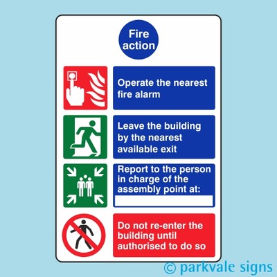 General Fire Action Sign (424) | eBay UK