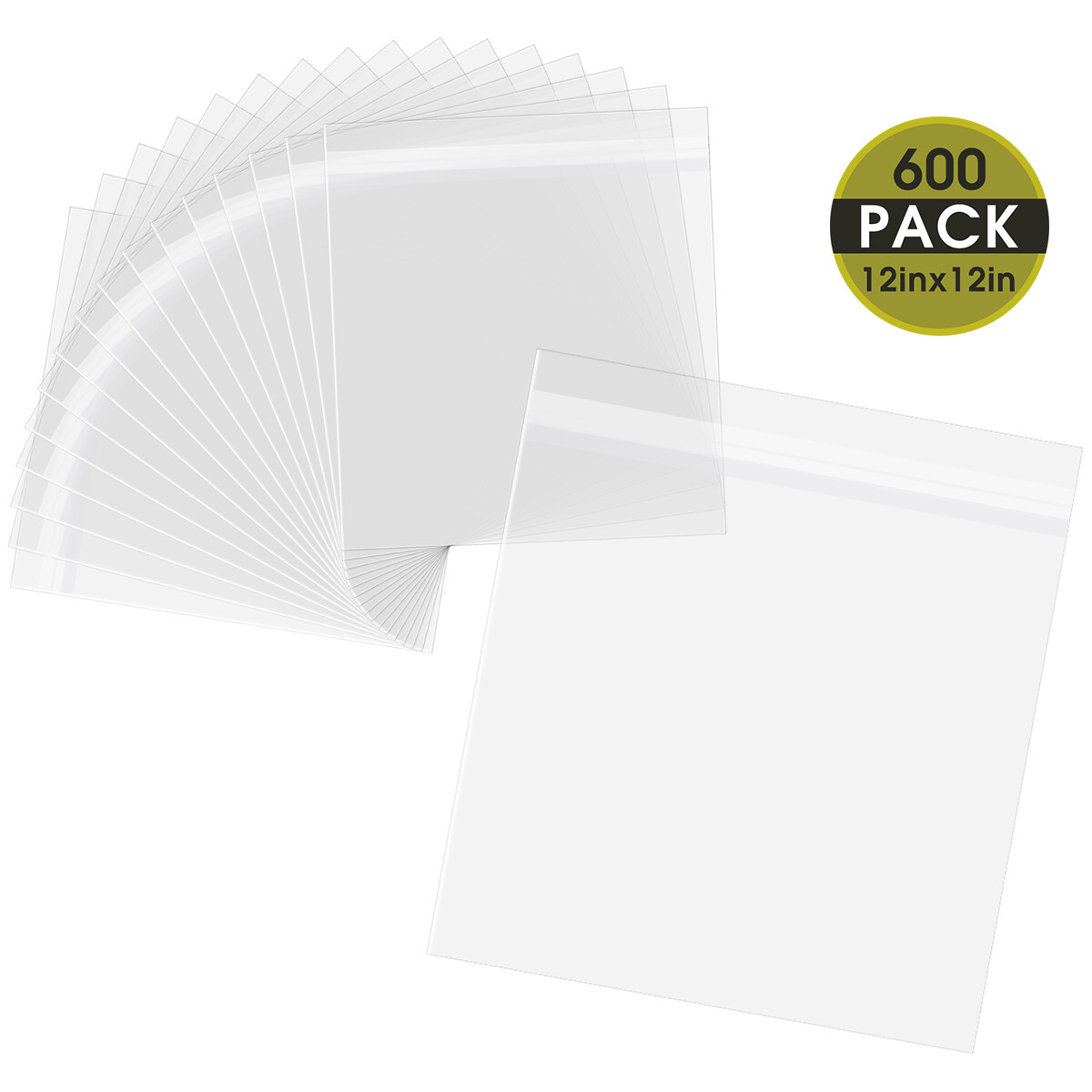 12 3/4 x 12 1/2 Clear Poly Self Adhesive Seal Cello Lip Tape Plastic ...